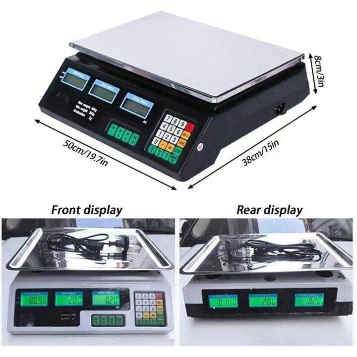 40KG Electronic Price Computing Scale, Digital Deli Food Produce Weight ...