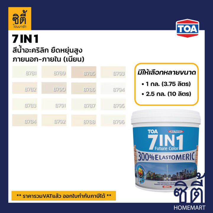 TOA Paint 7in1 เนียน ( 1กล. , 2.5กล. )( เฉดสี ครีม ) สีผสม ทีโอเอ สีน้ำ ...