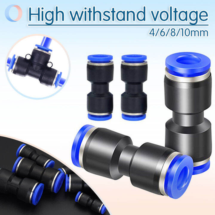 1PCS PU4/6/8/10mm Pneumatic Plastic Push To Connect Fittings Tube Straight Push Fit Fittings ...