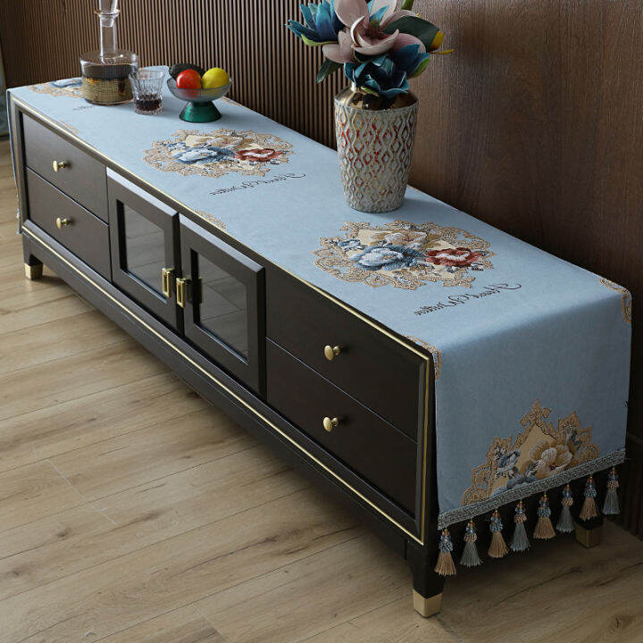 European TV cabinet tablecloth cover rectangular coffee table ...