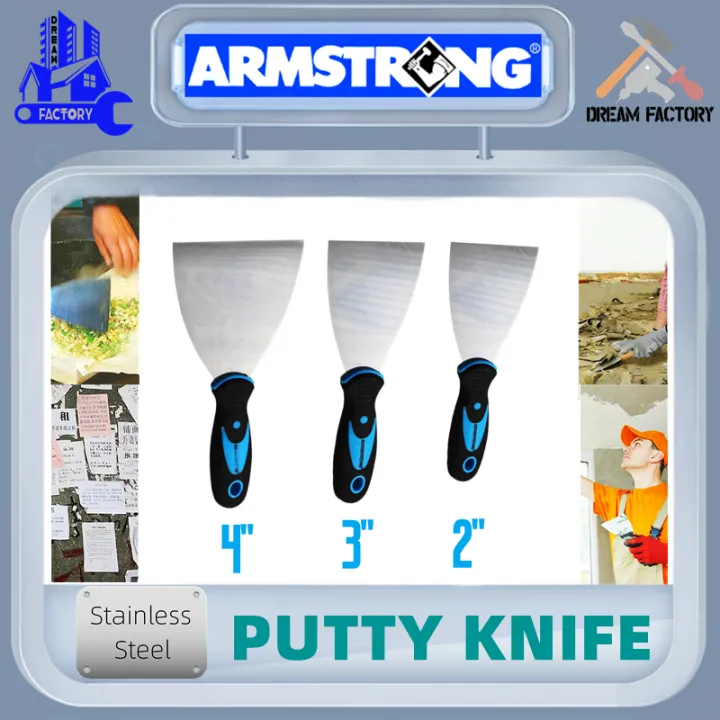 ARMSTRONG Stainless Putty Knife Soft Grip Paint Scraper Wall Trowel ...