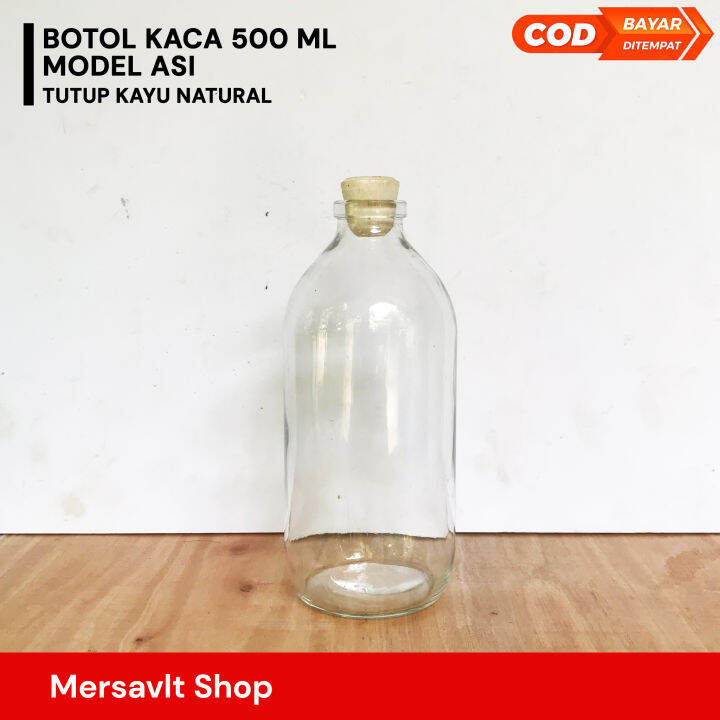 Botol Infus / Botol Kaca ASI 500ml Tutup Kayu Natural - Botol Bayi ...