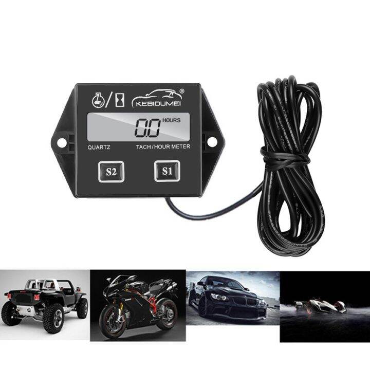 Digital LCD Display Motor Speedometer Engine Tach Hour Meter Tachometer ...