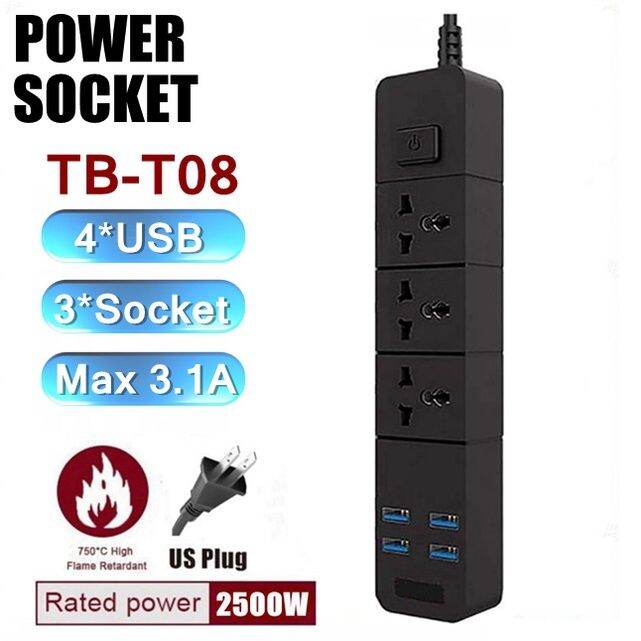 Sunsonic TbT08 3.1A Universal Power Socket Extension With 3 Ac Sockets ...