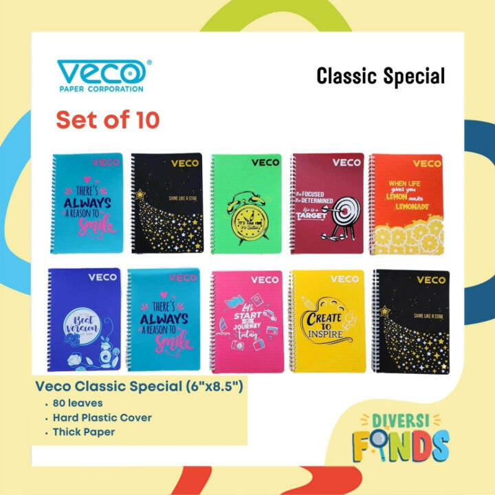 Veco Spiral Classic SPECIAL 6 x 8.5" - Hard Plastic Cover - Thick Paper ...