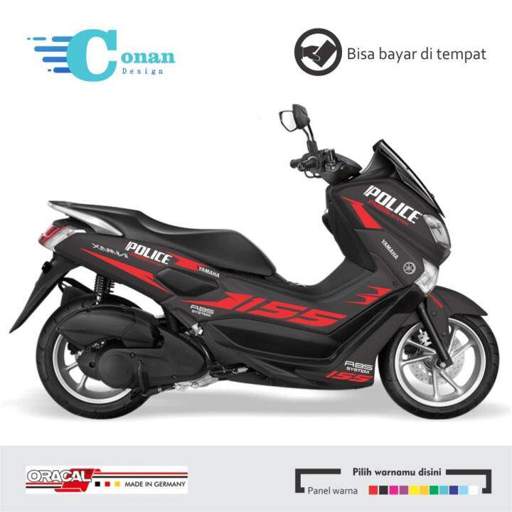 Aksesoris Motor Stiker Cutting Yamaha NMAX CN 23 Police Spesial Red ...
