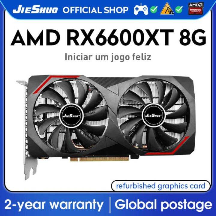RX6600XT 1 JIESHUO 8G การ์ดจอ8G การ์ดจอเกมกราฟิกพร้อม GDDR6 128บิต6600XT AMD RX 8G คอมพิวเตอร์ ...