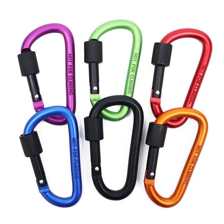 D-Carabiner Aluminium Lock Clip Hook Climbing Screw Hanging Buckle ...