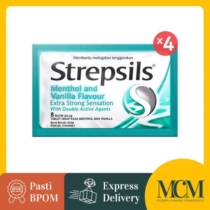 Permen Strepsils Pelega Tenggorokan Extra Strong 8 Butir - 4 Pcs ...