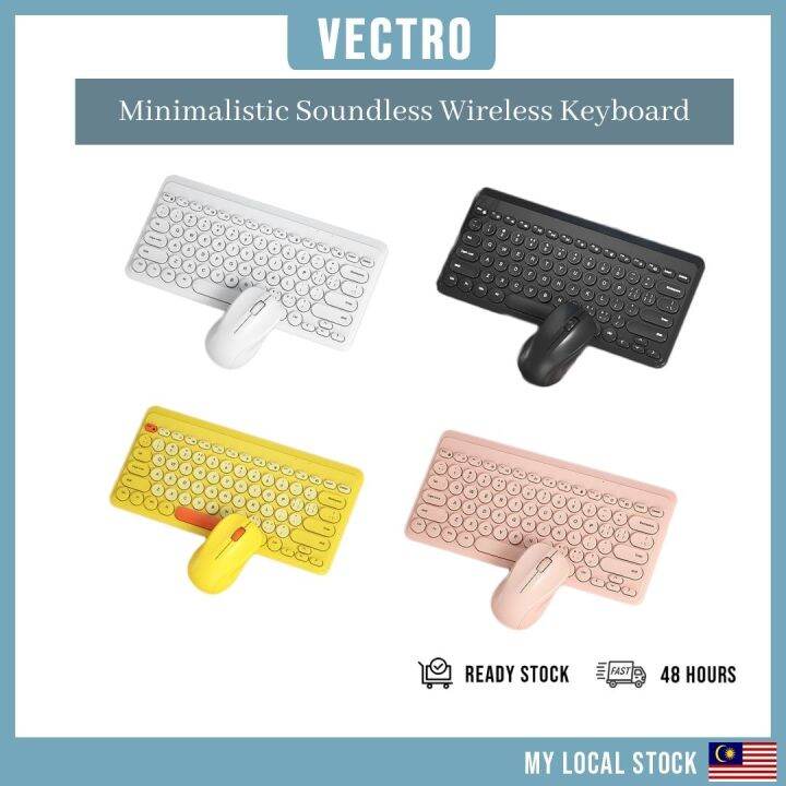 BOW Minimalistic USB Wireless Silent Colorful Keyboard and Mouse Set ...