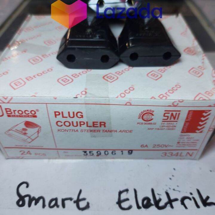 Contra/ Kontra Steker Mini Hitam Broco 344LN/ Colokan Cewe Gepeng Hitam ...