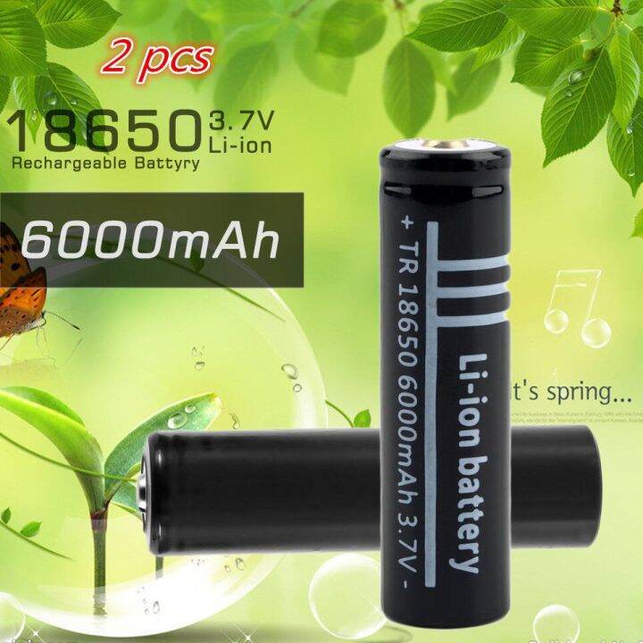 2PCS 18650 Battery New 3.7V 6000mAh 18650 Li-ion Rechargeable Battery ...