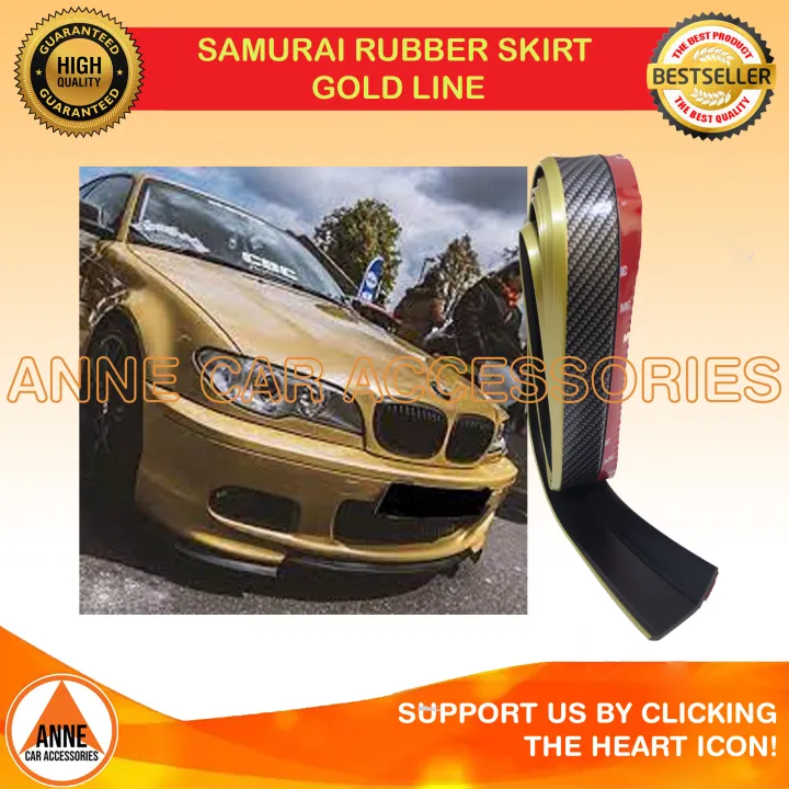 3M Samurai Carbon Fiber Black w/ Gold Car Front Bumper Lip Protector ...