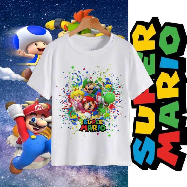 SUPER MARIO WHITE/GRAY T-SHIRTS FOR KIDS AND ADULTS. SUBLIMATION PRINT ...