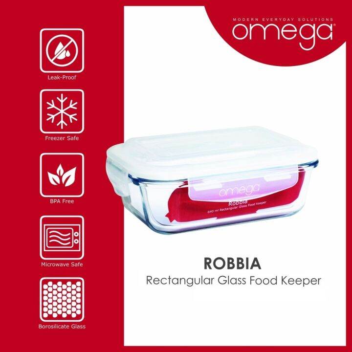 Happy Kitchen Omega Houseware Robbia Rectangular Glass Food Keeper ...