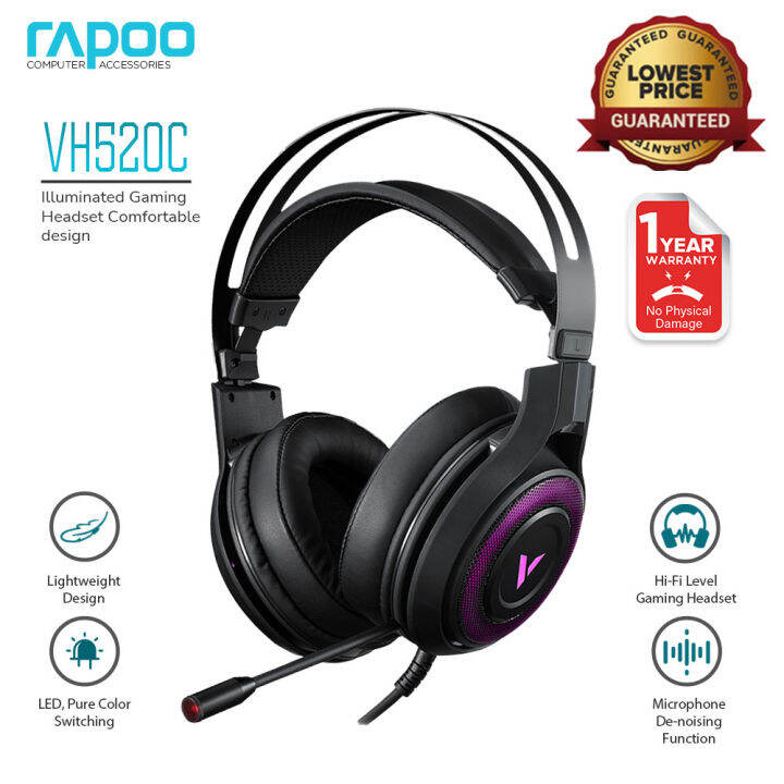 Rapoo VH520C Illuminated Gaming Headset Comfortable design with LED ...