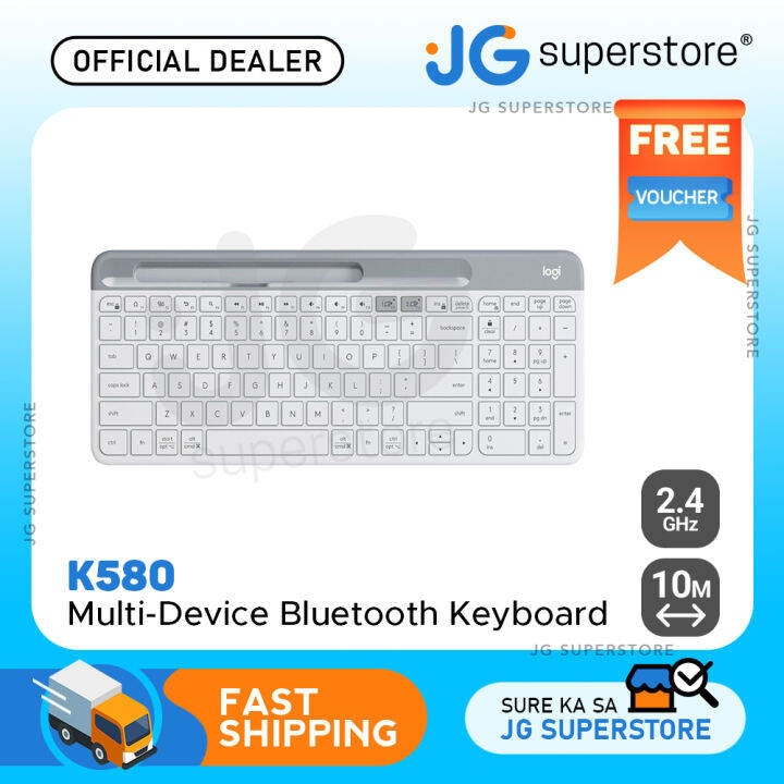 Logitech K580 Slim Multi-Device Bluetooth Wireless Keyboard with 2.4GHz USB Receiver, 10m ...
