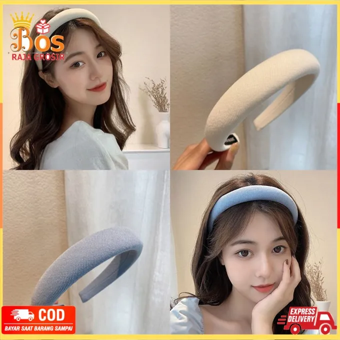 Bando Kain Tebal Wanita Korea Headband Cloud Polos Lebar Empuk Bandana ...