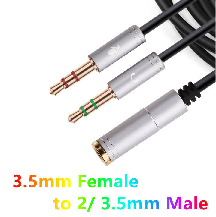 3.5mm Female to 2 x 3.5mm 3 Pin Male Headphone Converter Head Audio Splitter Y Adapter Cable ...
