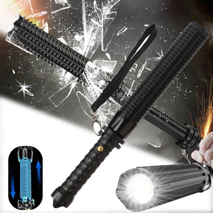 Tactical Torch Baton Flashlight Super Bright LED Torchs Light Self ...