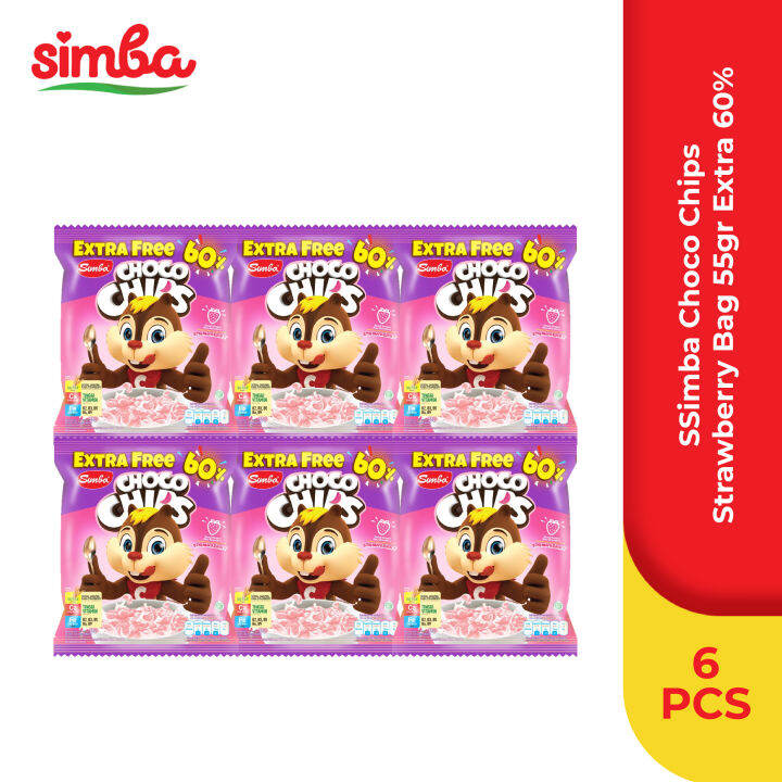 Simba Choco Chips Strawberry Bag 55gr Extra 60% x 6 Pcs | Lazada Indonesia