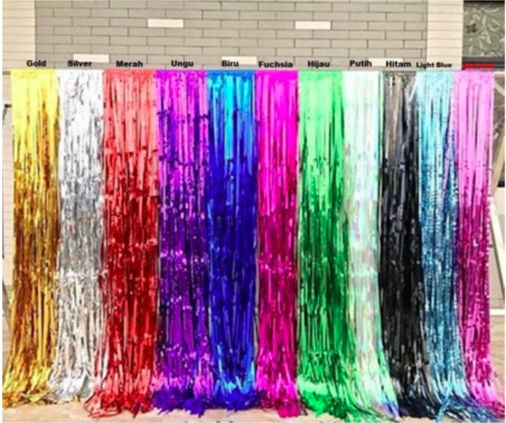 Tirai foil / slinger curtain foil / tirai rumbai / party backdrop ...