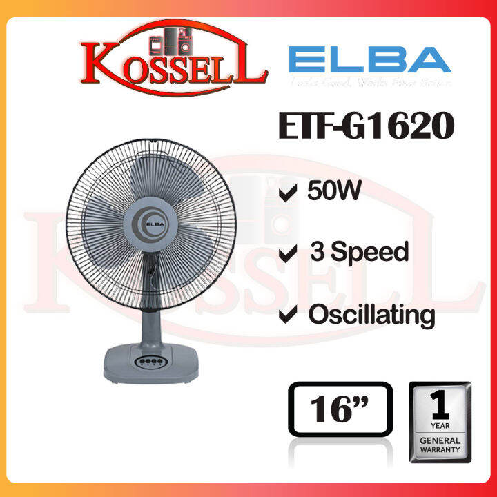 16" ELBA Table Fan Kipas Meja | Thermal Safety Fuse Installed | Lazada