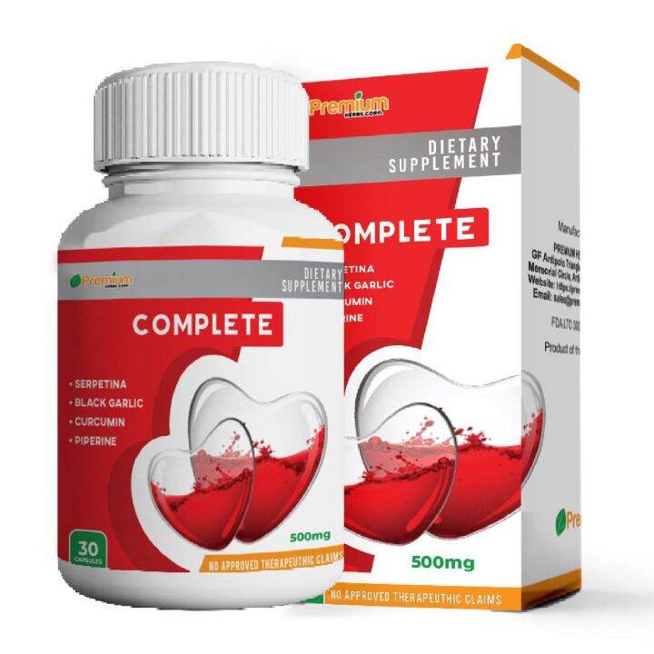 PHC01-A Complete Supplement (30 Capsules) with Serpentina Black Garlic Curcumin Piperine for ...