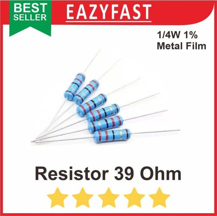 Resistor R 39 R39 Ohm 1/4W 1/4 Watt Metal Film Biru DIP Toleransi 1% | Lazada Indonesia