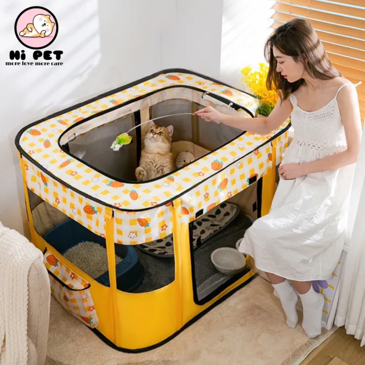 Hi petคอกแมวคอกสัตว์เลี้ยงสี่เหลี่ยมแบบพับเก็บได้ | Lazada.co.th