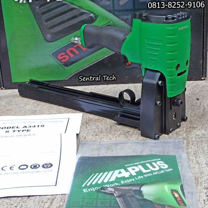 Alat Staples Kardus Angin Kompresor APLUS 15mm - 19mm / Carton Stapler ...