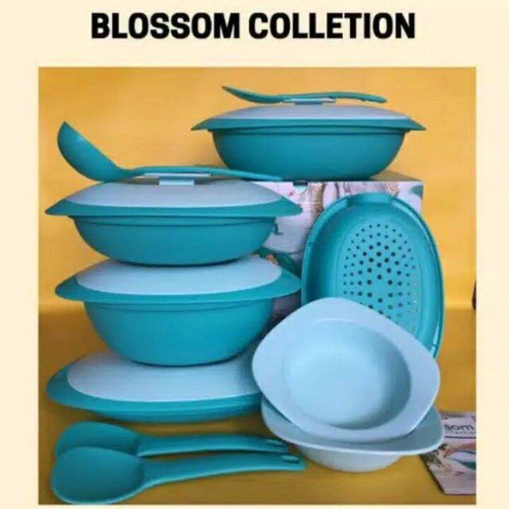 BLOSSOM COLLECTION BIRU TOSCA SET WADAH MAKAN TUPPERWARE (dapat semua ...