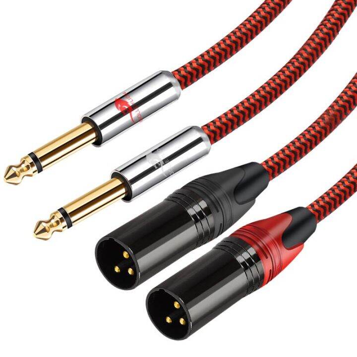 Dual 1/4 inch TS Mono 6.35mm jack to 2 x XLR male audio cable amplifier ...