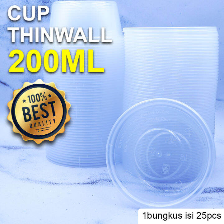 Cup Mangkuk Plastik Bowl Bulat Plastik Thinwall 200ML Lengkap Ada Tutup ...