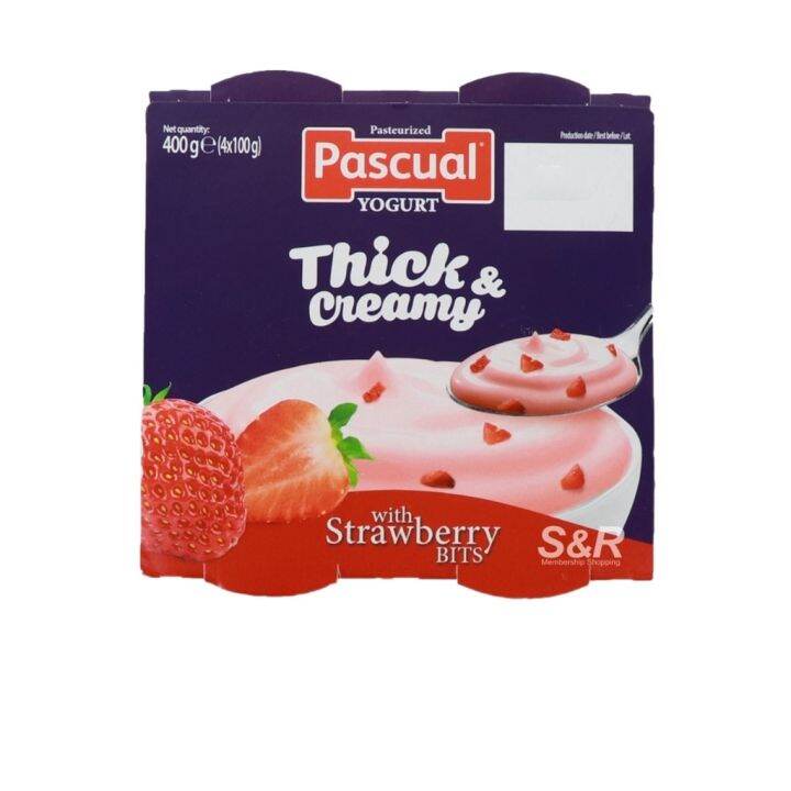 Pascual Yogurt Creamy and Thick with Strawberry Bits 4pcs | Lazada PH