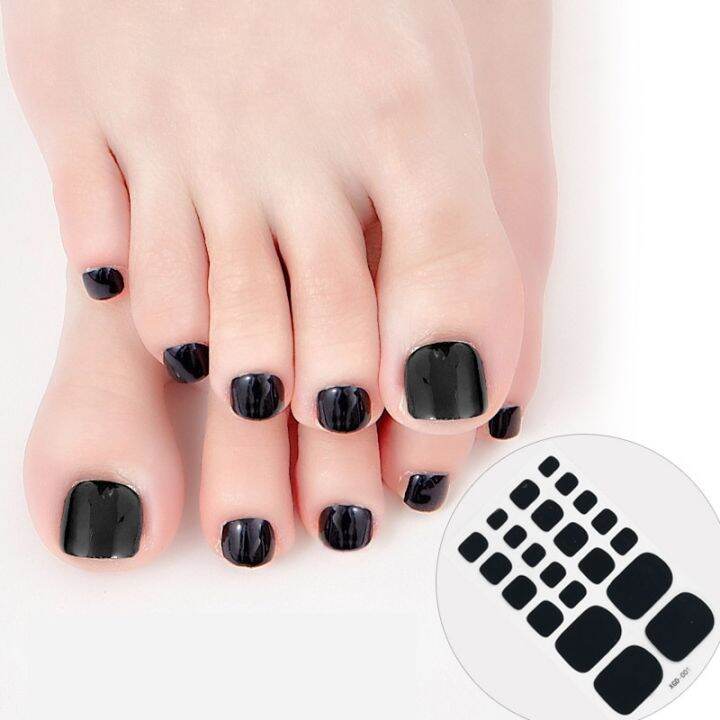 Sukeme 22tips/sheet Solid Toe Nail Stickers Strips Nail Art Fake for ...