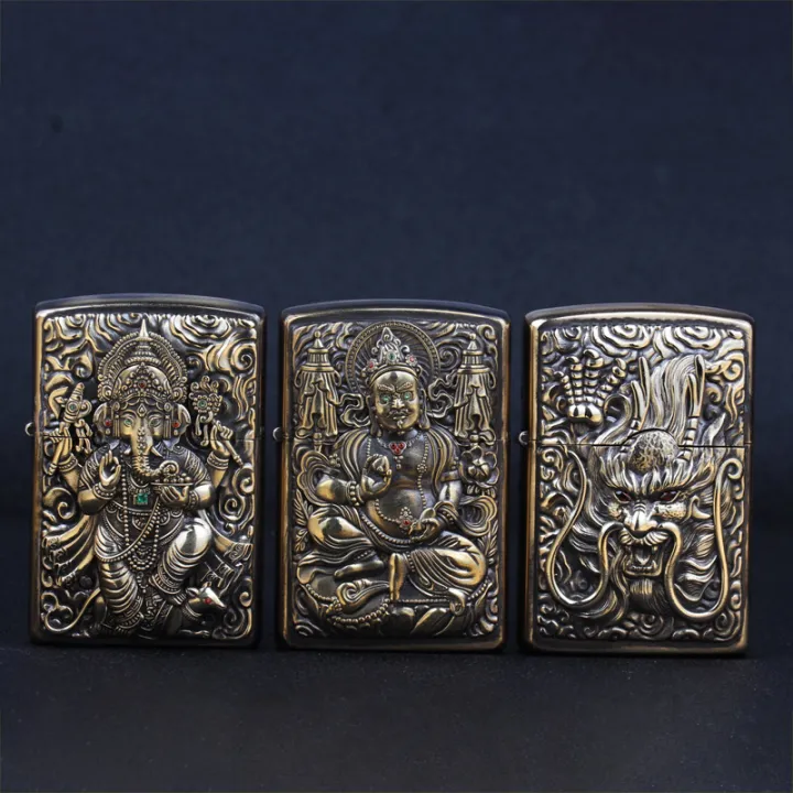 Kerosene brass retro Huang Caishen Chinese Dragon Elephant God ...