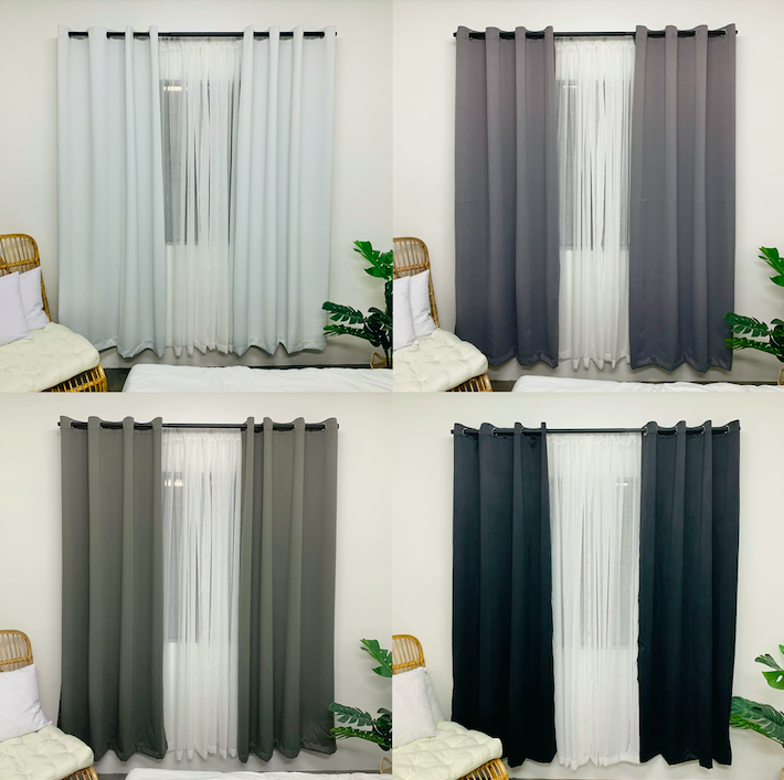 HOLA Soft Blackout Curtain | Sheer - Ring Curtains - Gray Shade - PER ...