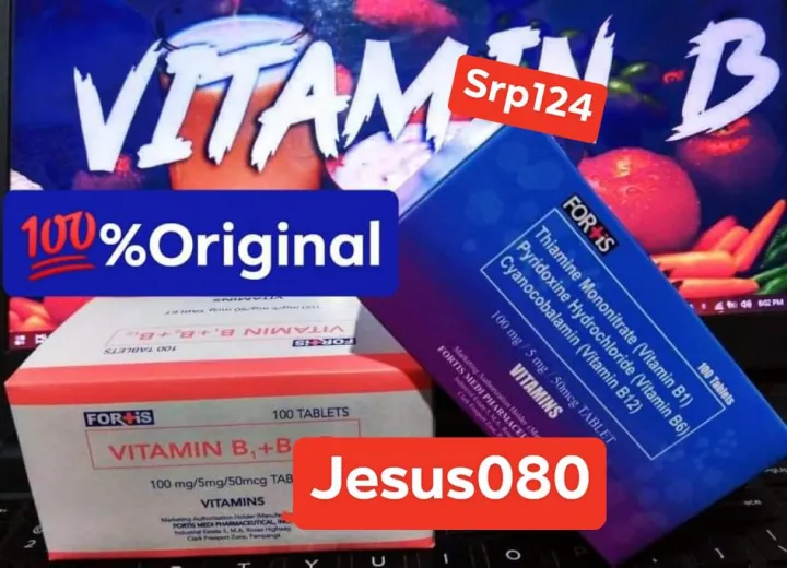 FORTIS VITAMIN B COMPLEX B1+B6+B12 100 mg/5 mg/50 mcg - 100 Tablets in ...