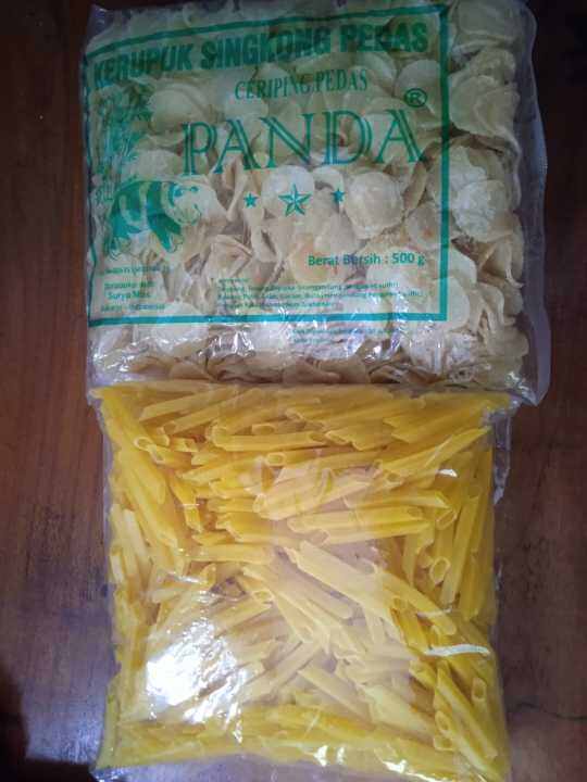 PAKET KERUPUK KENTANG POTATO500 GRAM + KERUPUK SINGKONG PEDAS CAP PANDA ...