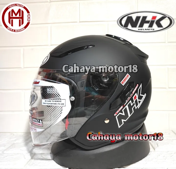 HELM NHK R1 SOLID BLACK DOFF|HITAM DOP NHK HALF FACE | Lazada Indonesia