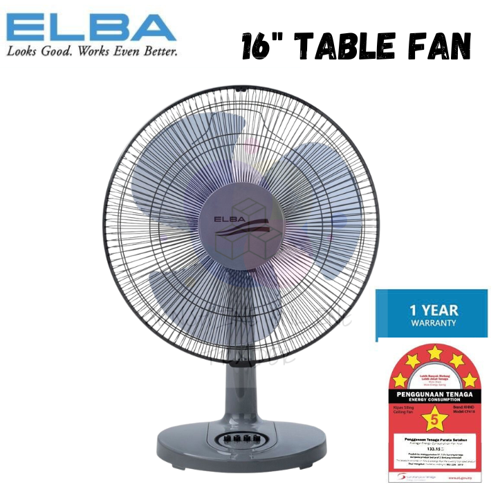 ELBA Table Fan 16" ETF-G1620(GR) / Kipas Meja 16" ETFG1620 | Lazada