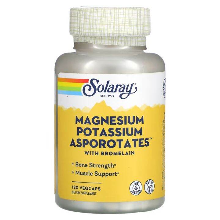 Solaray, Magnesium Potassium Asporotates with Bromelain, 120 VegCaps ...