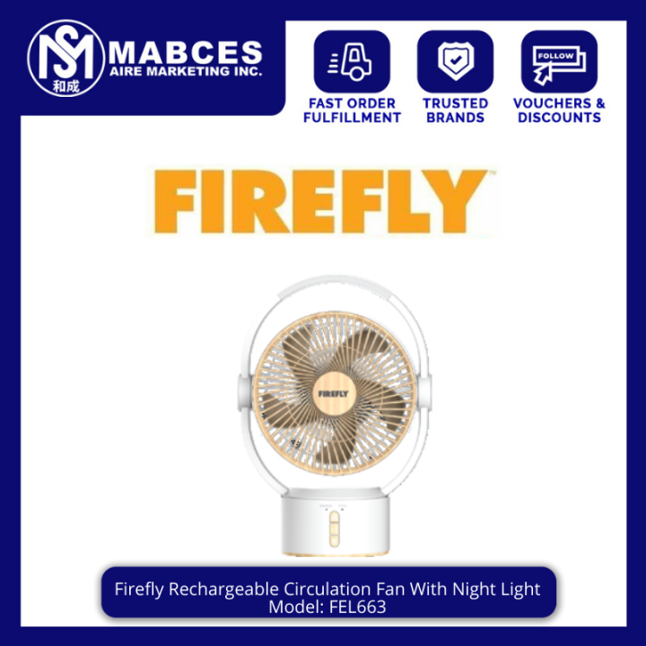 Firefly Rechargeable Circulation Fan with Night Light FEL663 | Lazada PH