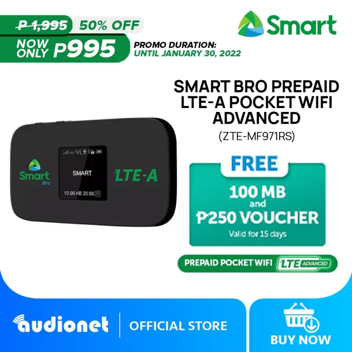 Factory direct sale SMART Bro Prepaid LTE-A Pocket WiFi Advanced (ZTE-MF971RS) | Lazada PH