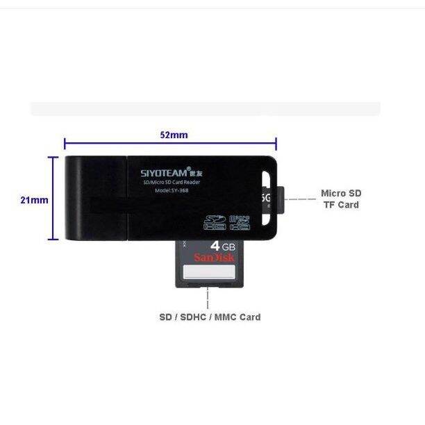 Memory Card Reader for SD MicroSD Card SIYOTEAM SY-368 2-in-1 USB 2.0 | Lazada
