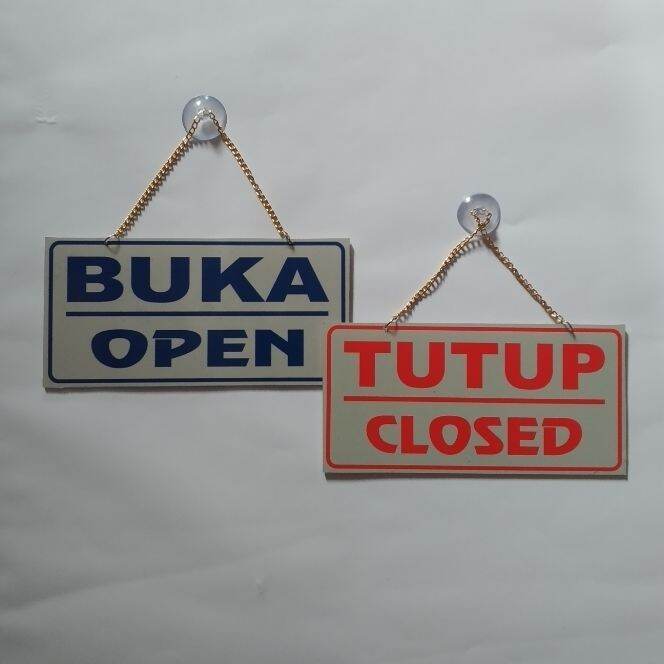 label Buka Tutup open closed stiker gantungan pintu toko kantor acrylic ...