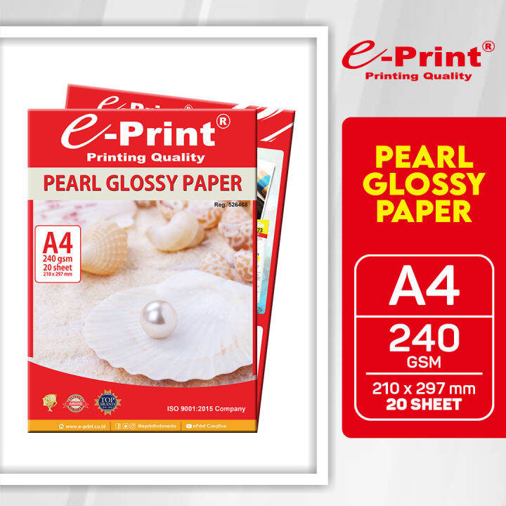 Kertas Foto Pearl Glossy Paper A4 240gsm 20lembar e-Print | Lazada Indonesia