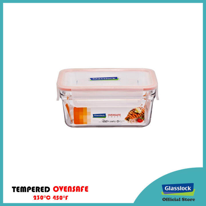 Glasslock Oven Safe Rimless Rectangle Type Glass Food Container 700ml ...
