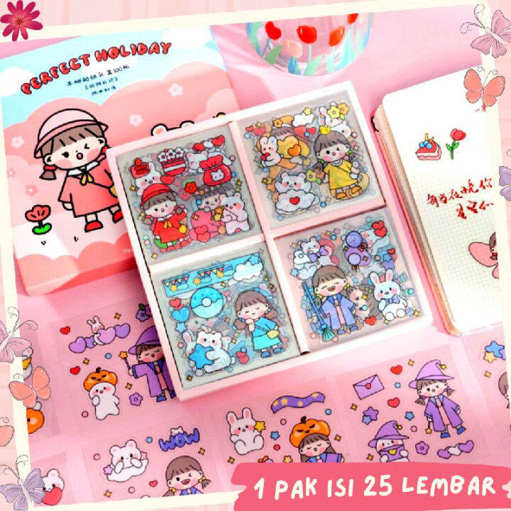 Stiker 2D Tempel Lucu 1 Pak Isi 25 Lembar Planner Scrapbook Cute Anti ...